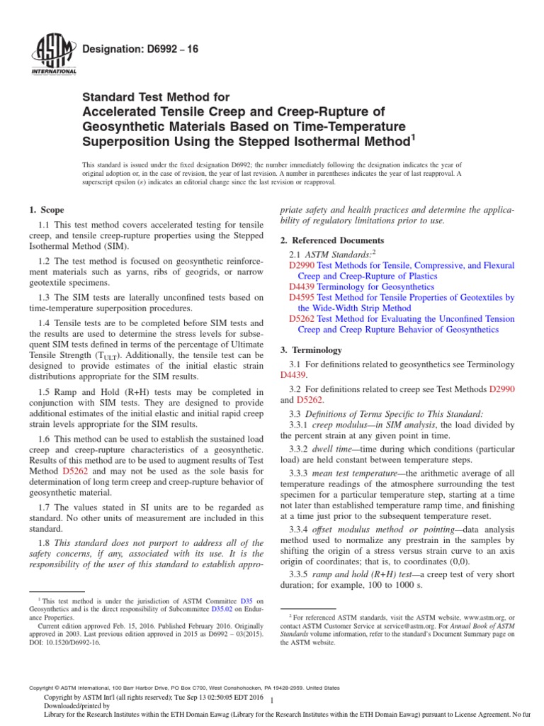 ASTM D6992.9599 - Accelerated Creep | PDF | Creep (Deformation) | Fracture