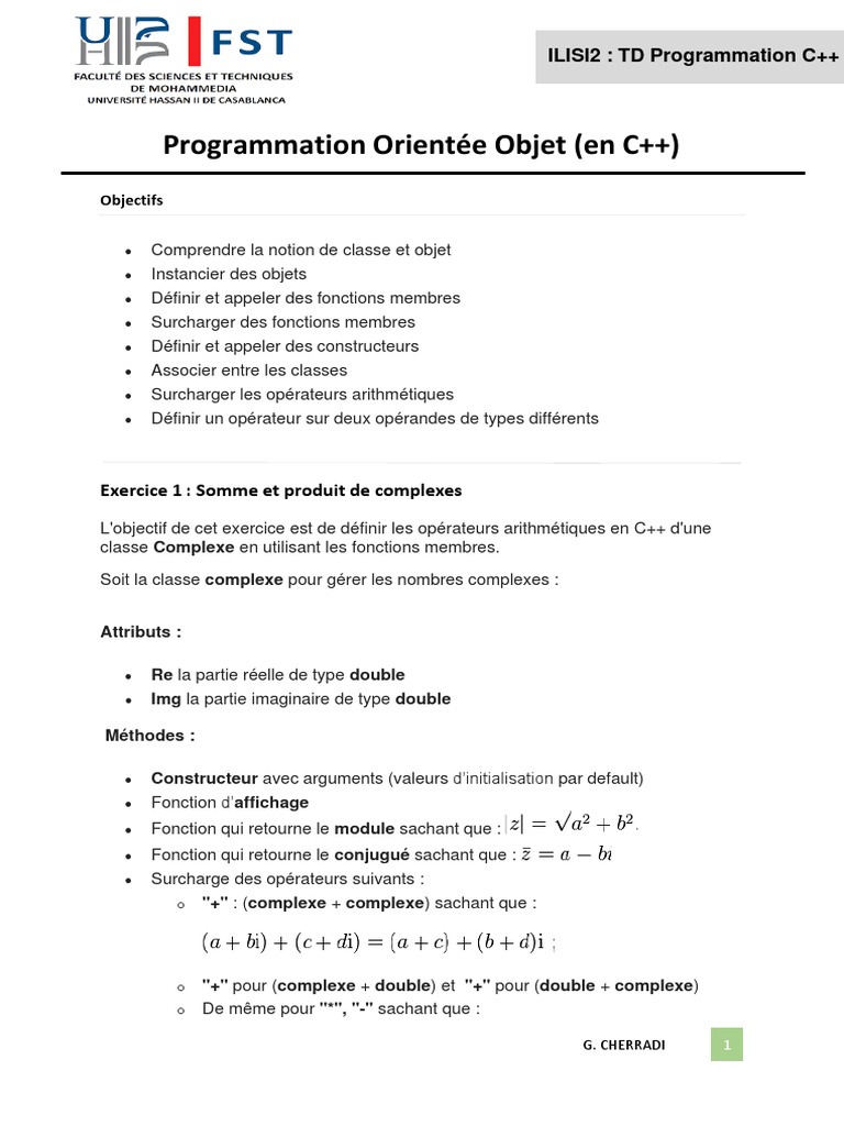 TD1 Poo | PDF | Classe (informatique) | Nombre complexe
