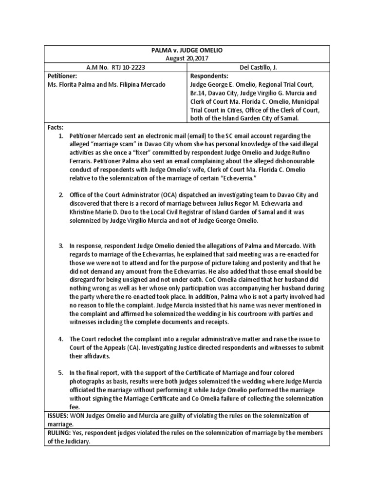 Palma vs. Omelio BLJE | PDF | Complaint | Judge