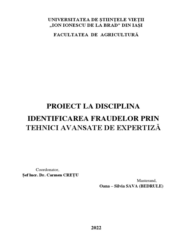 Identificarea Fraudelor - Proiect | PDF
