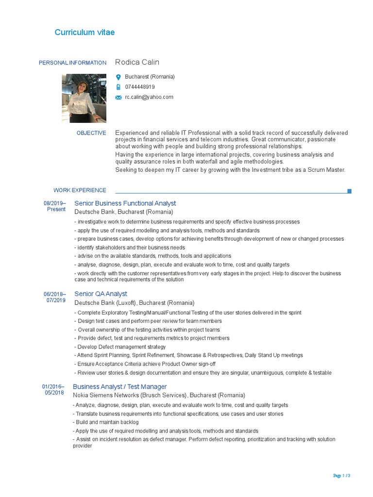Calin Rodica CV | PDF