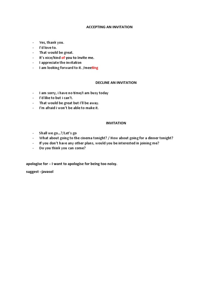 Accepting An Invitation | PDF