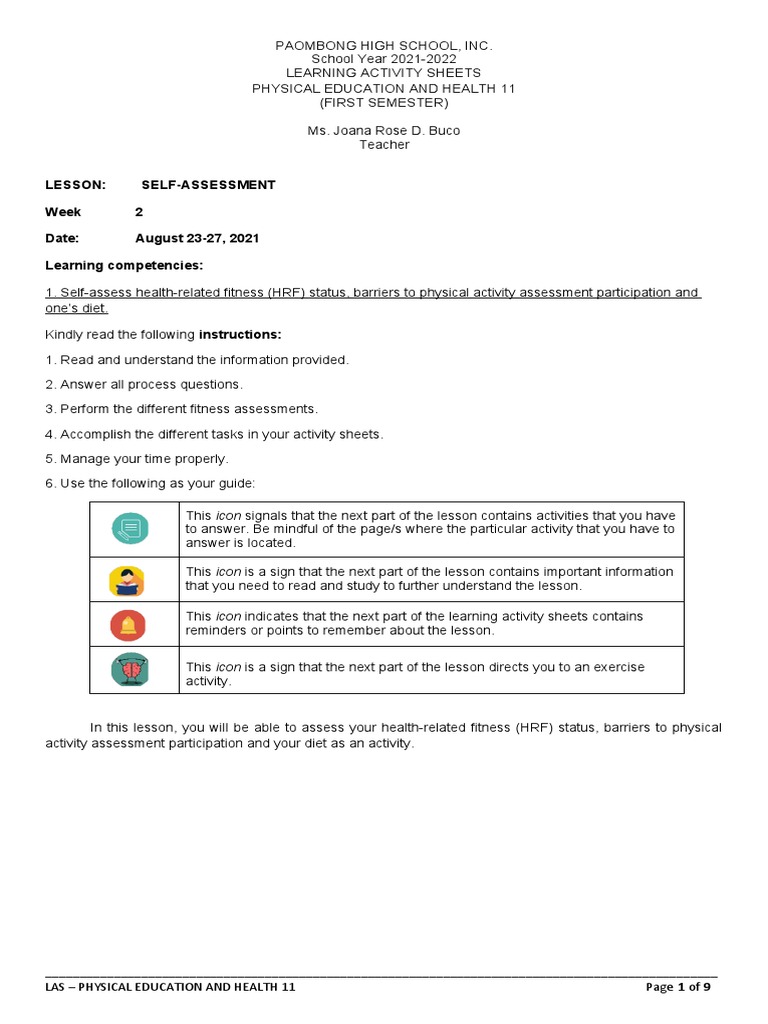 Week 2 - PE and Health 11 (Office Copy) Approved | PDF | Body Mass ...
