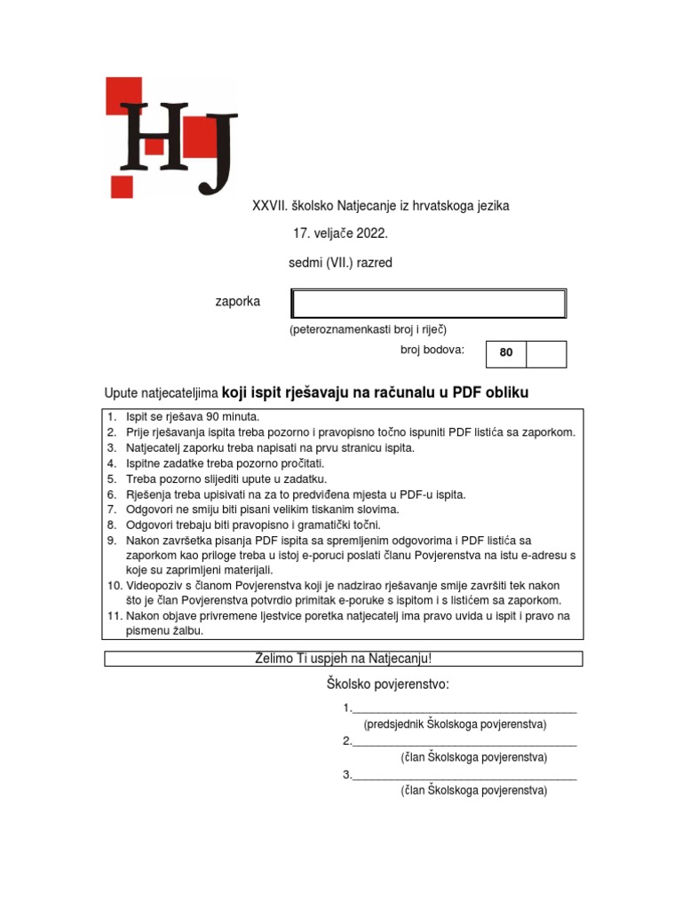 Ispit 7 Skolsko Konačni NA RACUNALU 2022 | PDF
