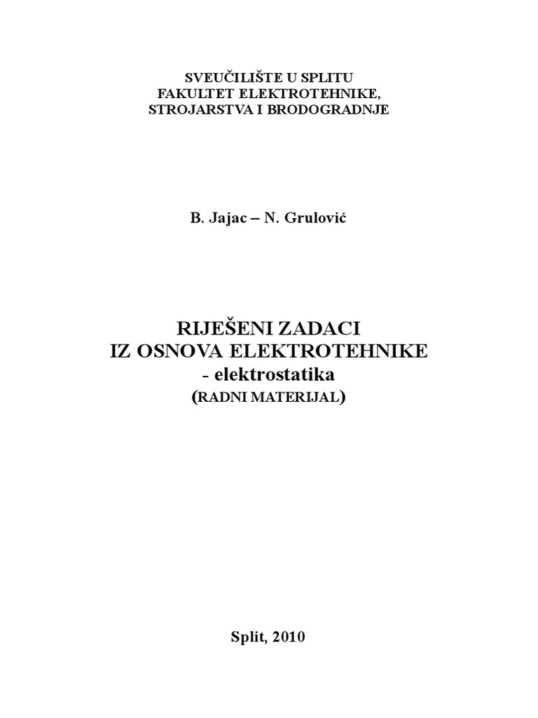 PDF Jajac Grulovic769 Rijes780eni Zadaci Iz Oe Elektrostatikapdf | PDF