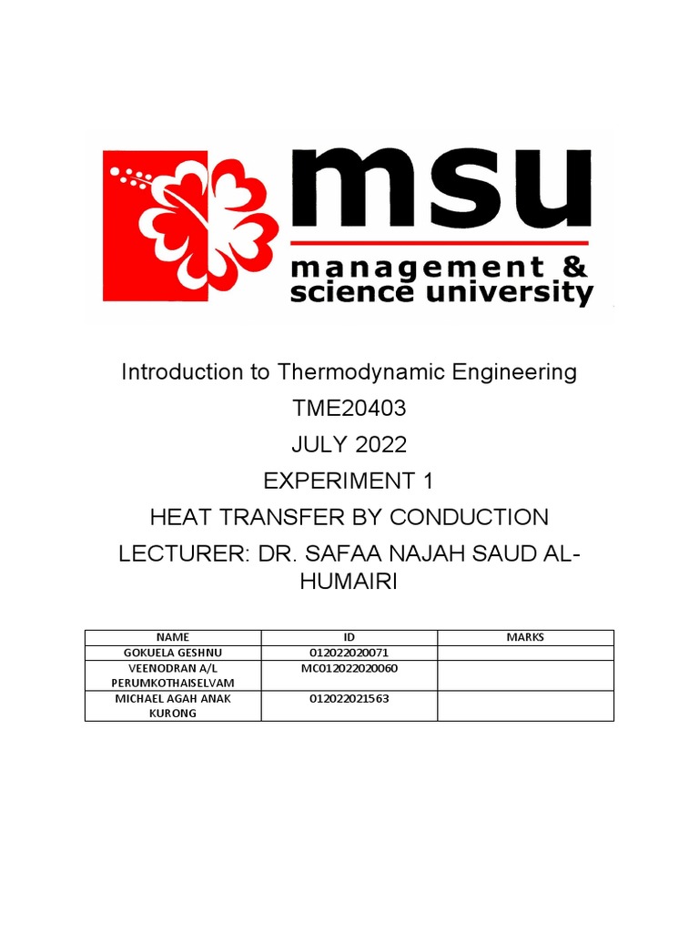 Experiment 1 | PDF | Thermal Conduction | Heat