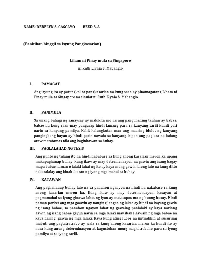 Cascayo, Debelyn S. Beed 3-A (Pagsusuri) | PDF