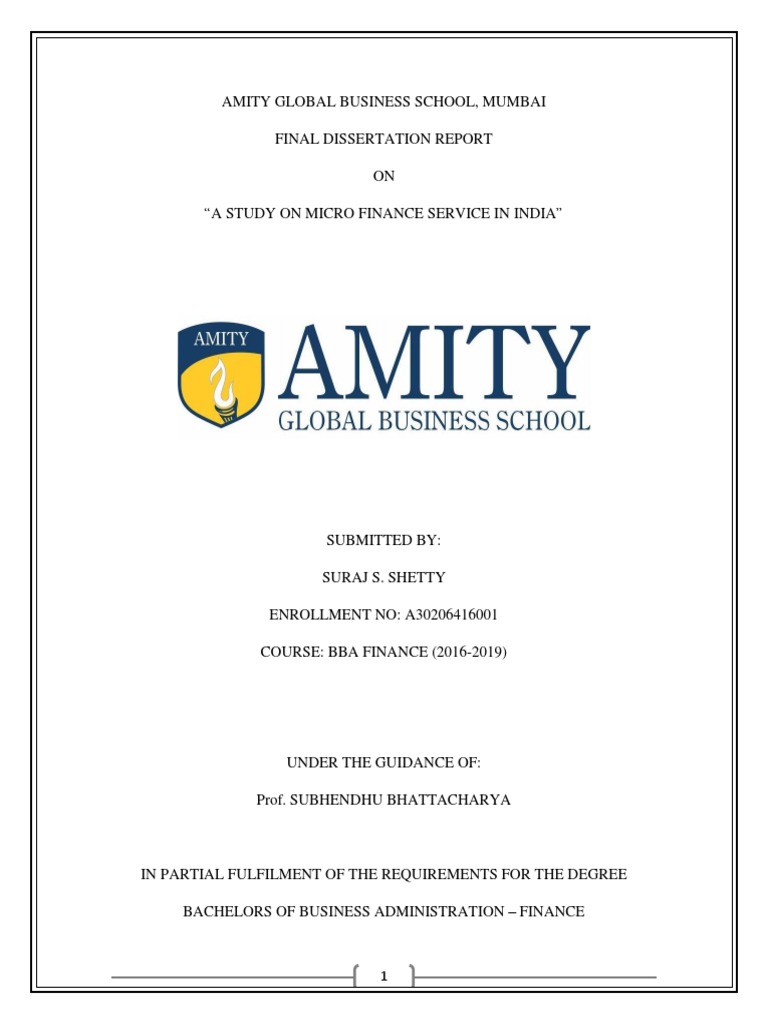 (Report) - Dissertation | PDF | Microfinance | Microcredit