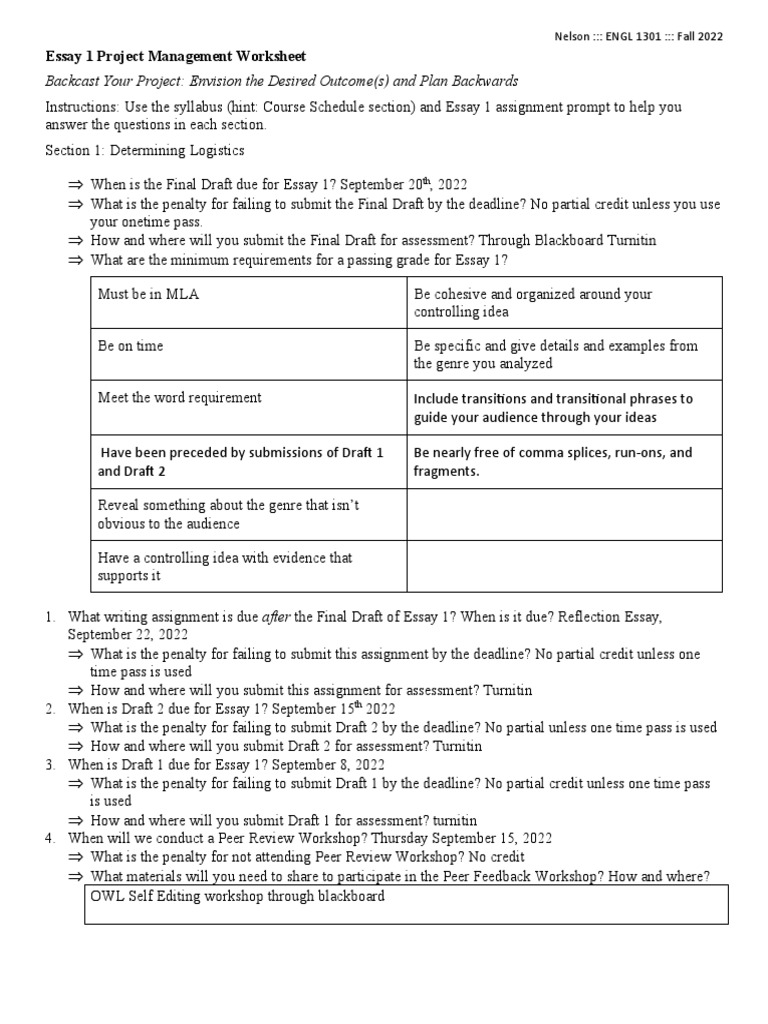Project Worksheet Homework 1 | PDF