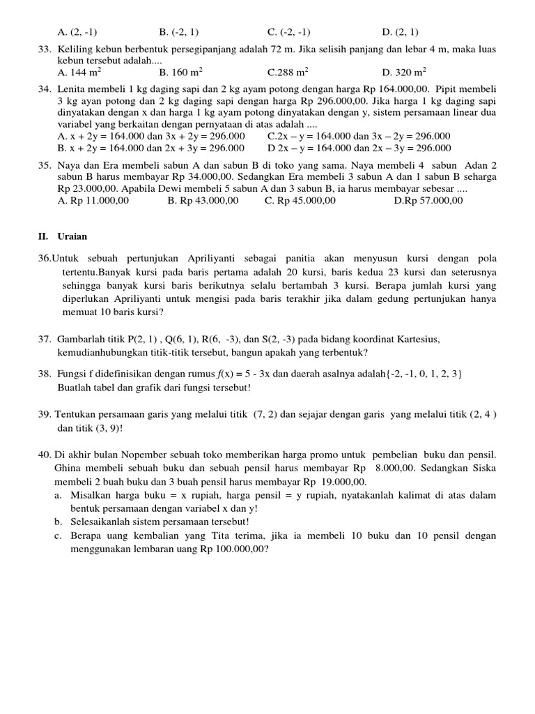 SOAL PAS MTK KLS 8 K13 - WEBSITE WWW - Kherysuryawan.id-4 | PDF