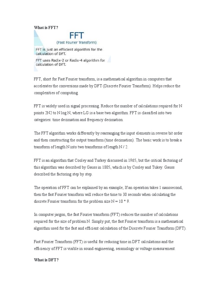 FFT & DFT | PDF | Discrete Fourier Transform | Fast Fourier Transform