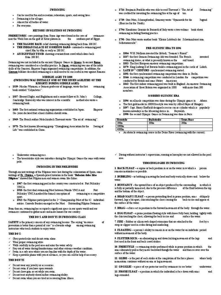 PE | PDF | Swimming | Swimming (Sport)