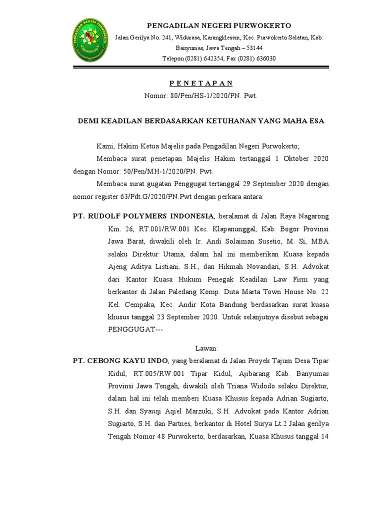 Surat Penetapan Hari Sidang | PDF