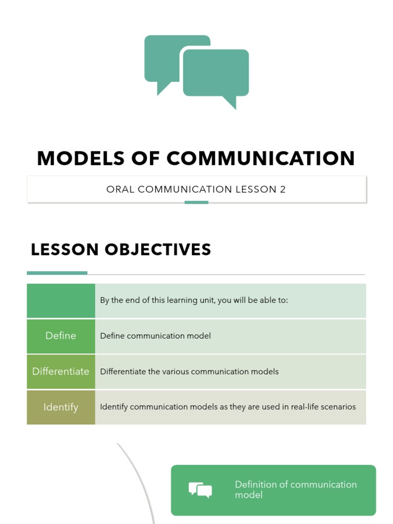 Lesson 2 - The Communication Models | PDF