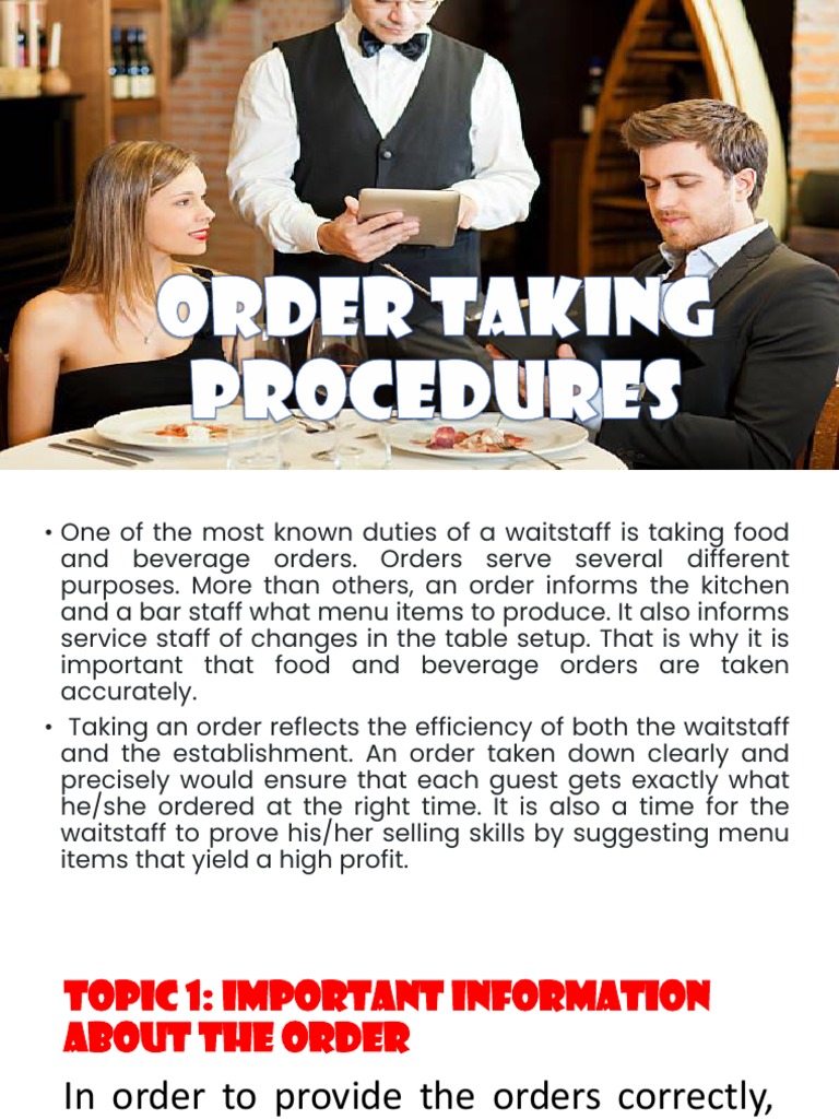 Order Taking Procedures for Waitstaff | PDF | Menu | Waiting Staff