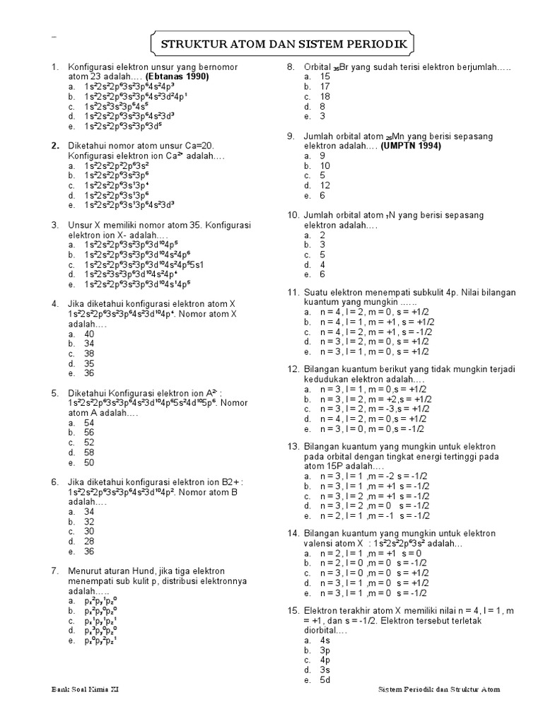 Struktur Atom Dan Sistem Periodik Kls Xi | PDF | Sains & Matematika