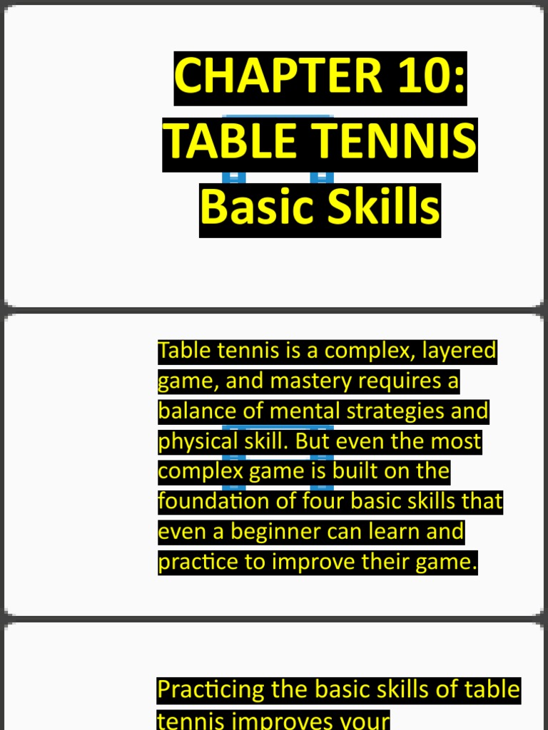 Table Tennis Basic Skills | PDF | Table Tennis | Athletic Sports