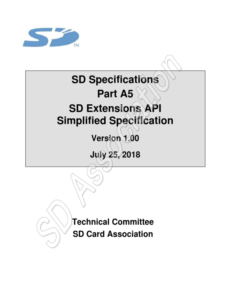 PartA5 SD Extensions API Simplified Specification Ver1.00 | Download ... PartA5 SD Extensions API Simplified Specification Ver1.00 | Download ...