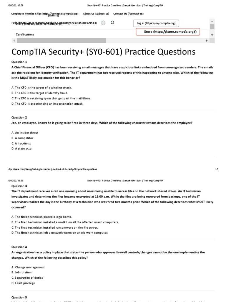Security+ 601 Practice Questions - Sample Questions - Training ...