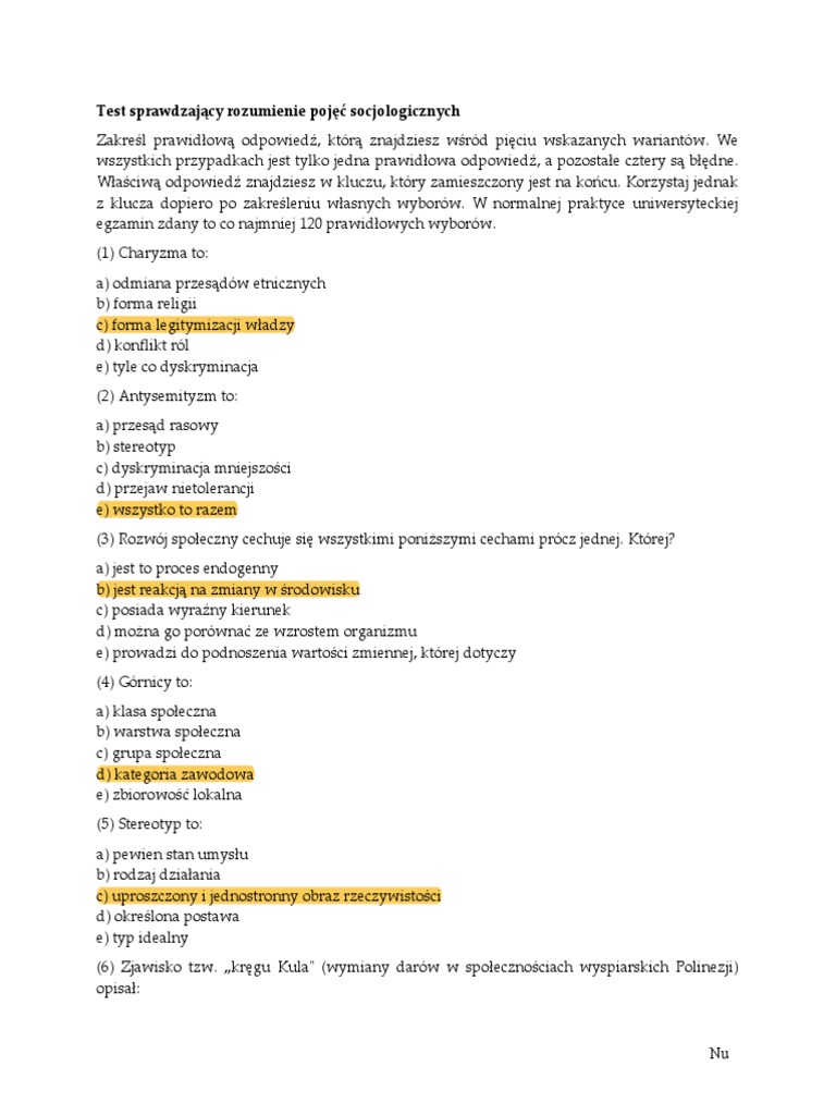 Pytania Socjologia | PDF