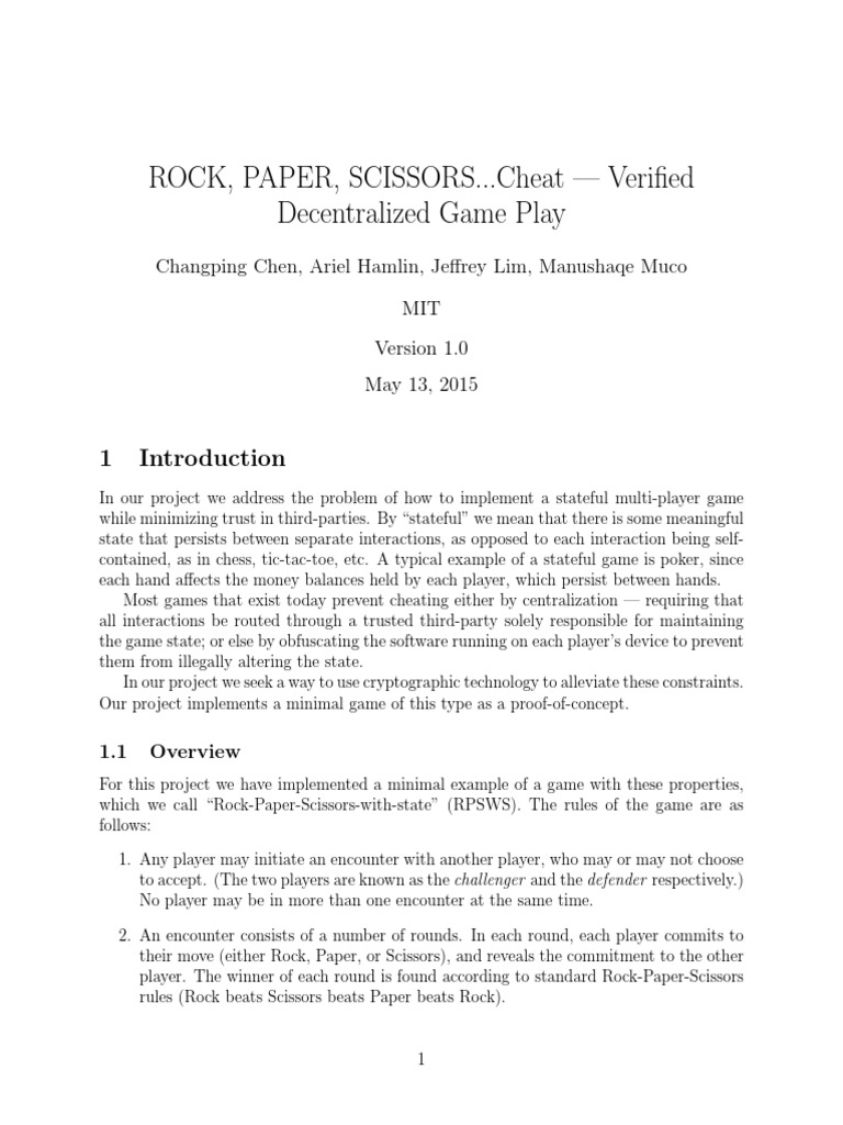 Rock Paper Scissors | PDF