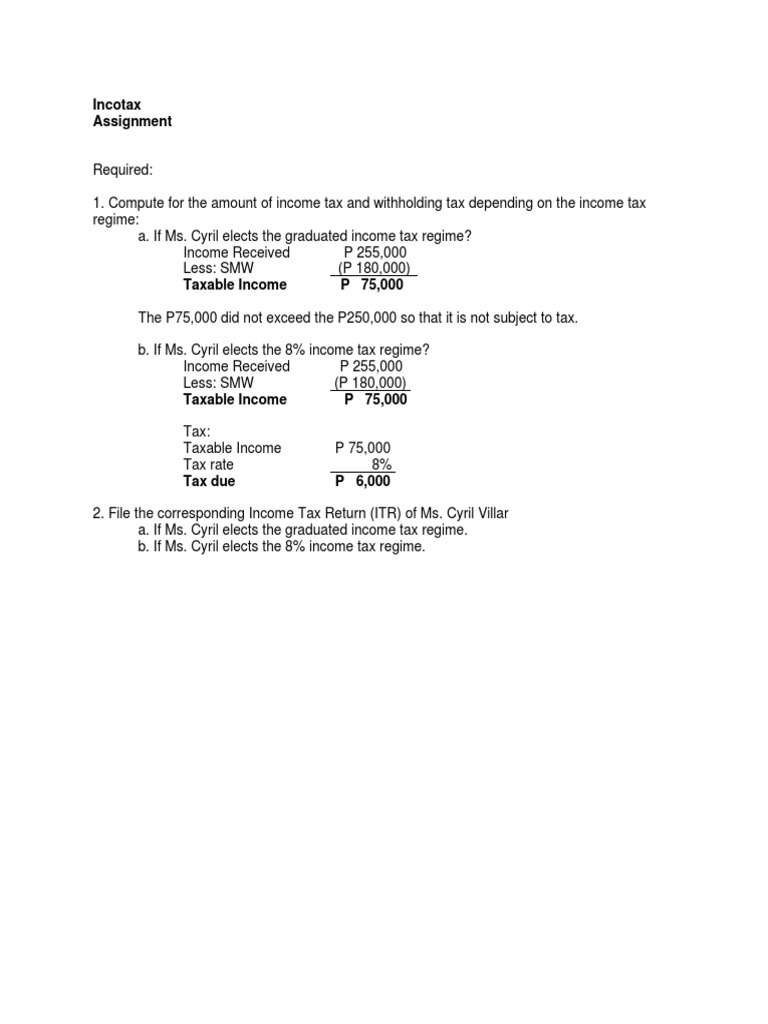 Income Tax Computation for Ms. Cyril | PDF | Business | Finance & Money ...