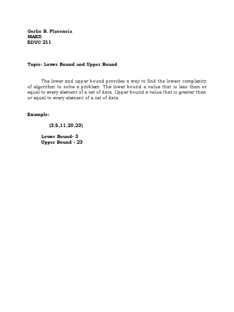 Upper and Lower Bound | PDF
