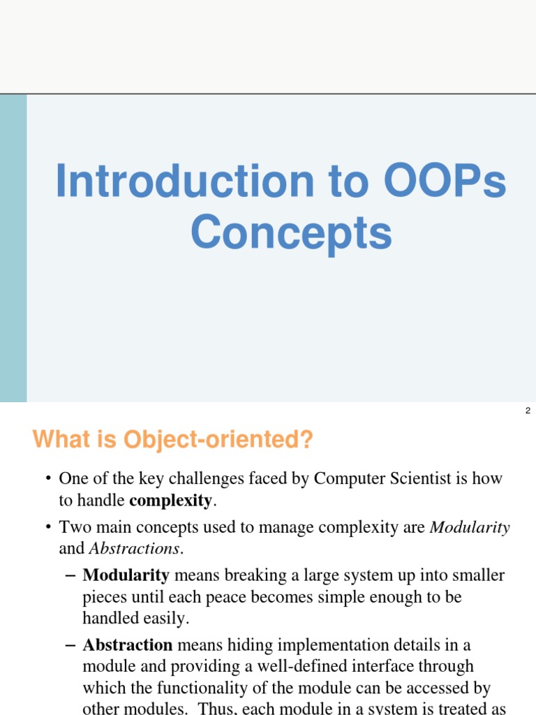 L1 Introduction To Oops Concepts Pdf Object Oriented Programming Class Computer Programming 0841