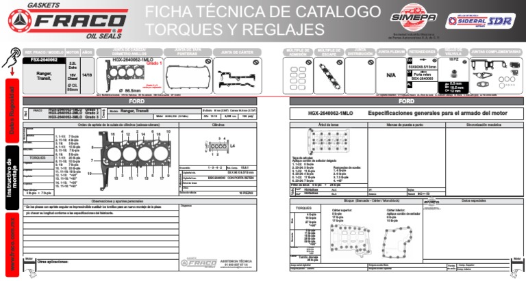 Torque para Cabeza Transit 2.2 | PDF
