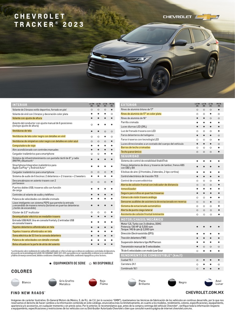 Ficha Tecnica Tracker 2023 | PDF | Smartphone | Vehículo de motor