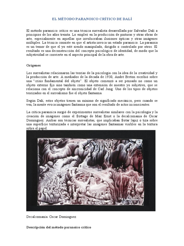 El Método Paranoico Crítico de Dalí | PDF