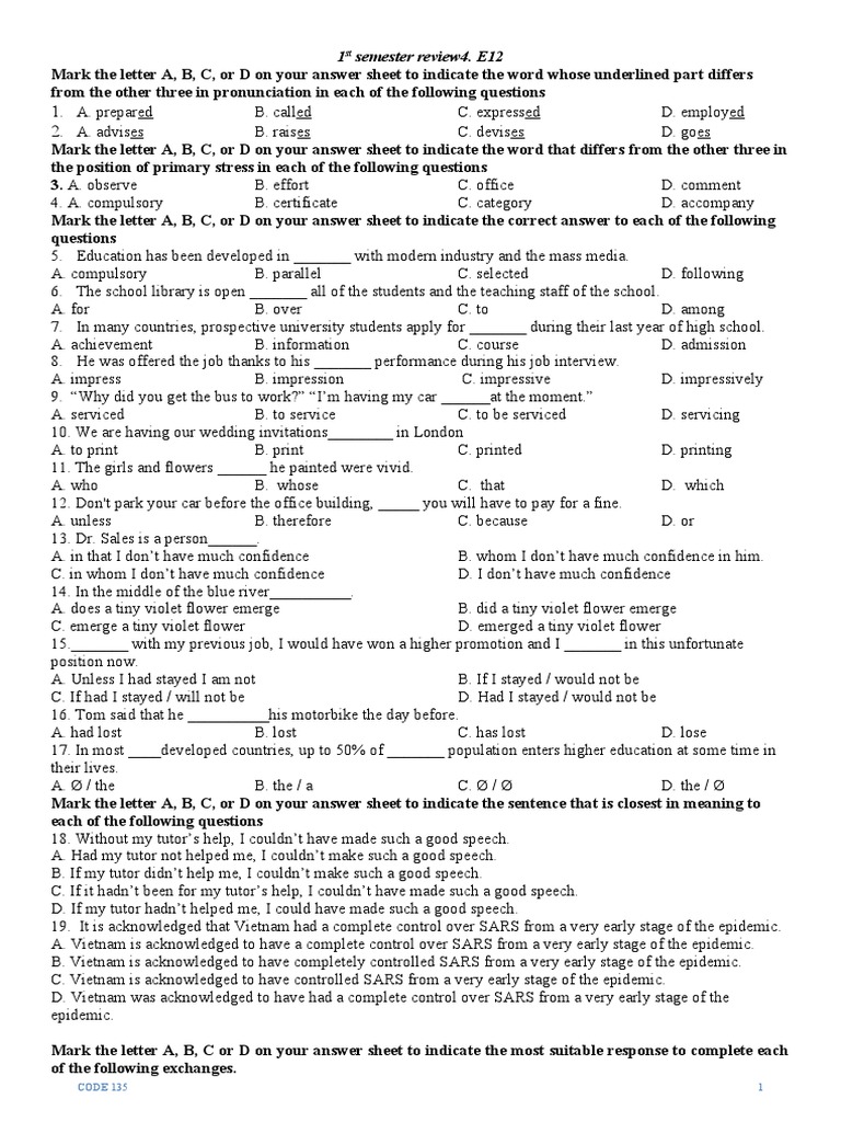 1st Semester Review 4. E12.2021 | PDF | Mindset | Cognition