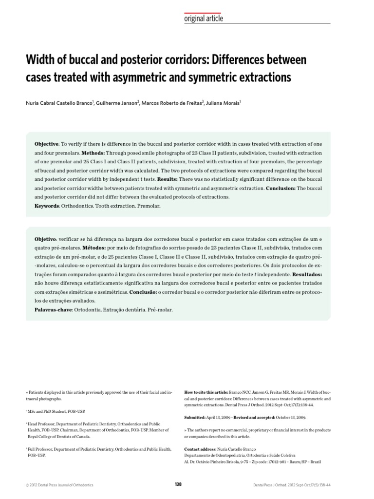 Width of Buccal and Posterior Corridors | PDF | Wellness | Science ...
