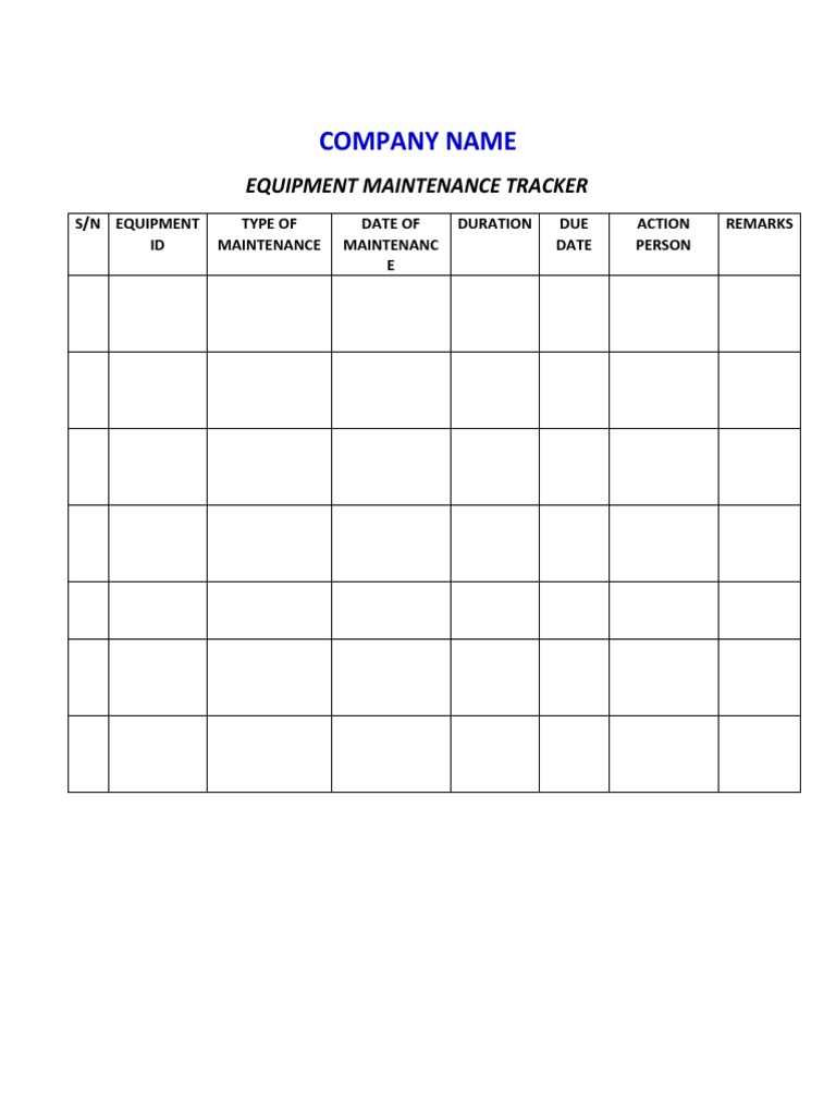 Equipment Maintenance Tracker | PDF | Business | Computers