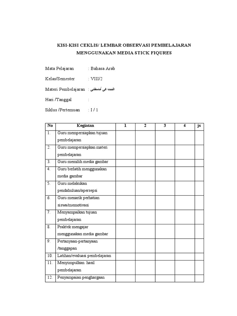 Lembar Observasi Guru | PDF | Karier & Perkembangan | Seni & Disiplin Bahasa