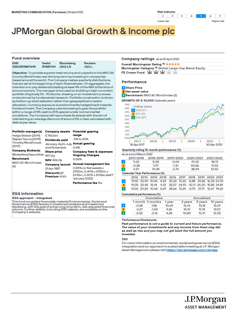 JPMorgan Global Growth & Income PLC (GB - EN) (25 - 05 - 2022) | PDF ...