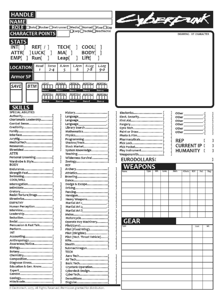 Character Core Sheets | PDF