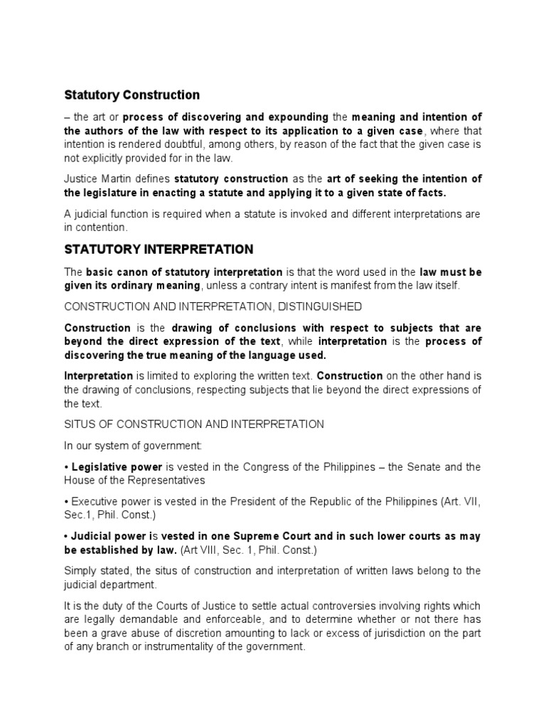 Statutory Construction | Download Free PDF | Statutory Interpretation ...