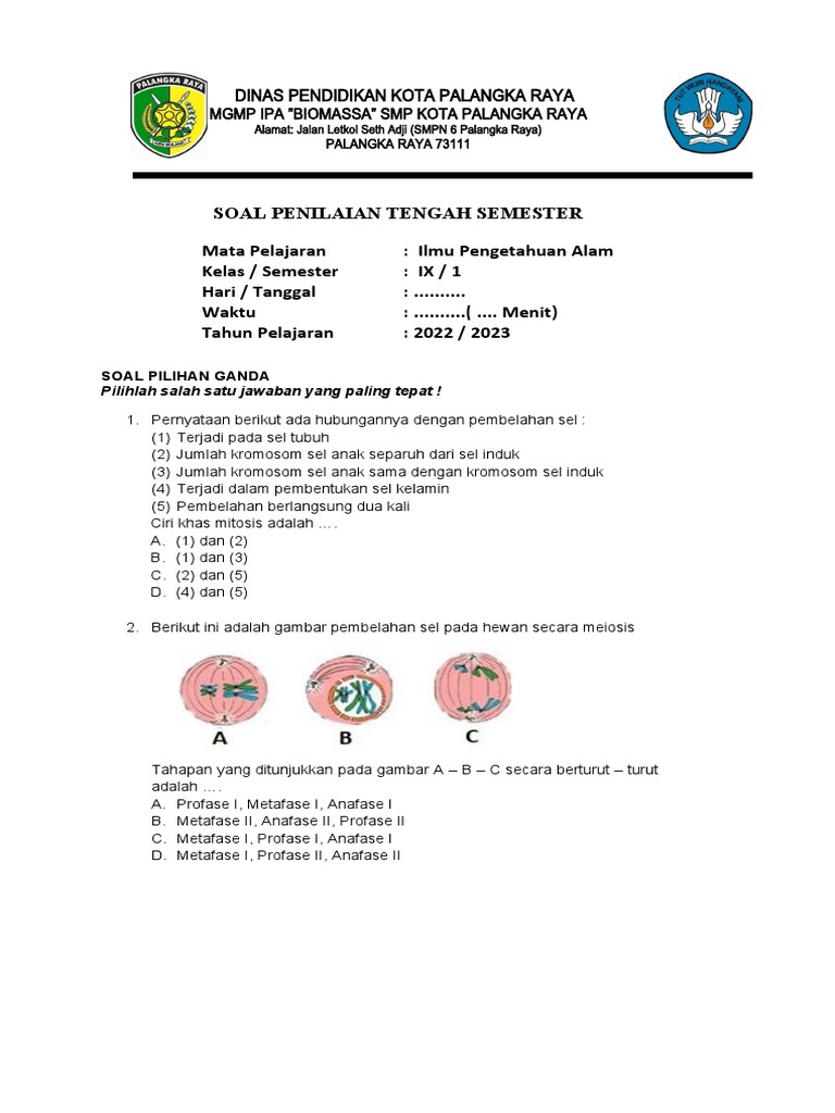 Soal Dan Kunci Jawaban PTS Ganjil KLS Ix 2022-2023 | PDF