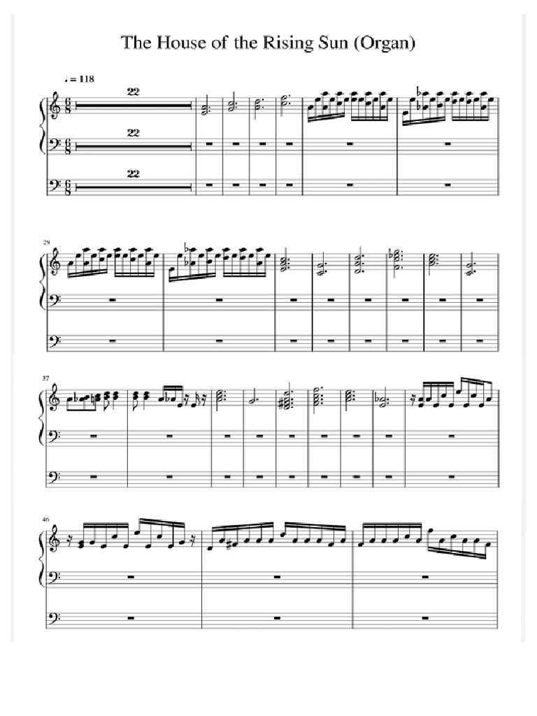 House of The Rising Sun Sheet Music Piano Organ | PDF