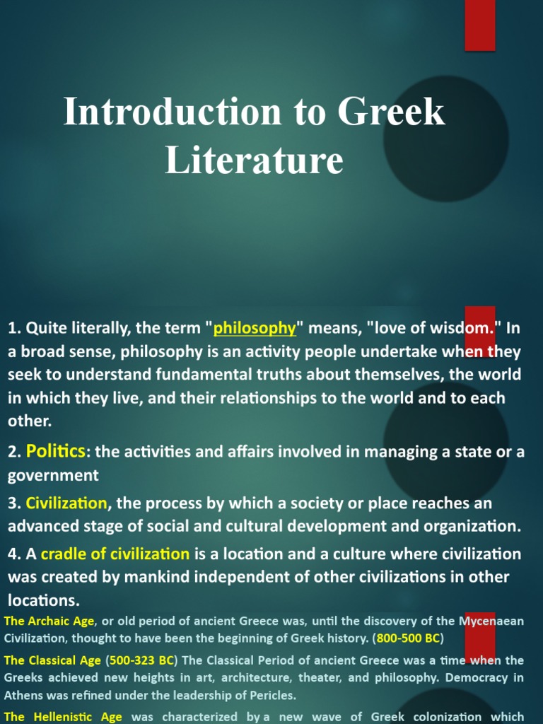 Notes in Introduction To Greek Literature | PDF | Ancient Greece | Plato