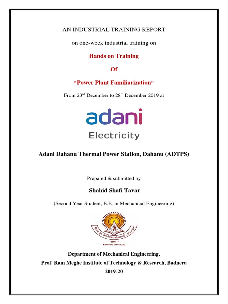 Industrial Training Report (ADTPS) | PDF | Steam | Boiler