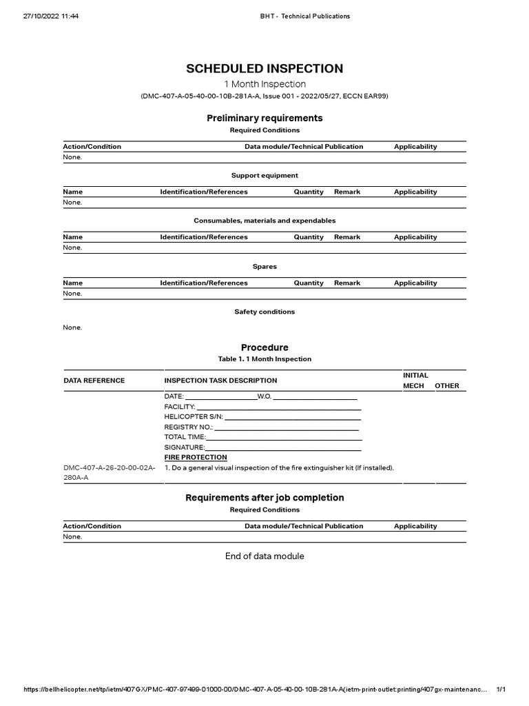 BHT - Technical Publications 1 M | PDF