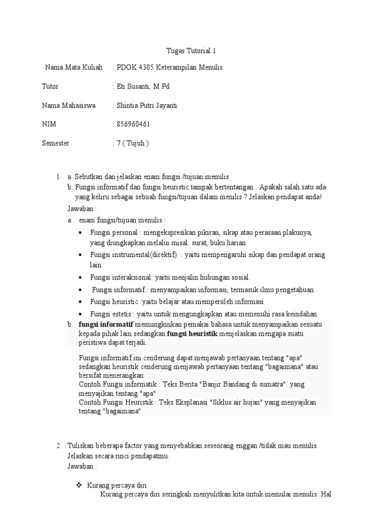 Tugas Tutorial 1 Keterampilan Menulis-Dikonversi | PDF