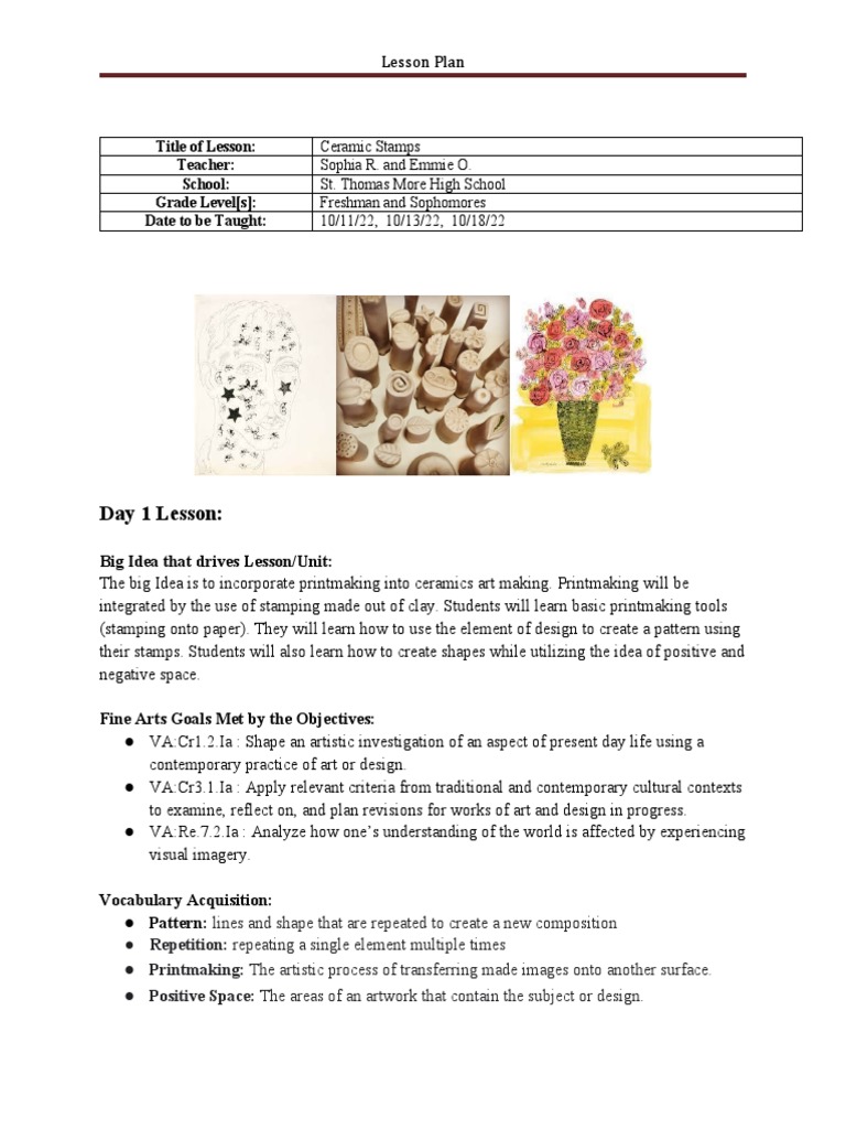Stamp Making Lesson Plans | PDF