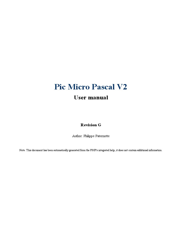 Pic Micro Pascal V2 Rev G | PDF | Computer Programming | Software ...