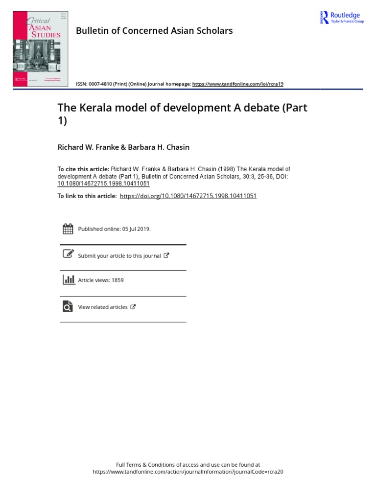 The Kerala Model of Development A Debate Part 1 | PDF | Cooperative ...