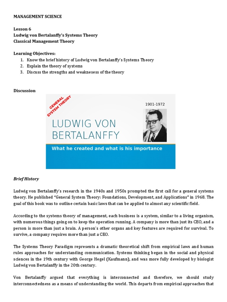 6ludwig Von Bertalanffy | PDF | Systems Theory | System