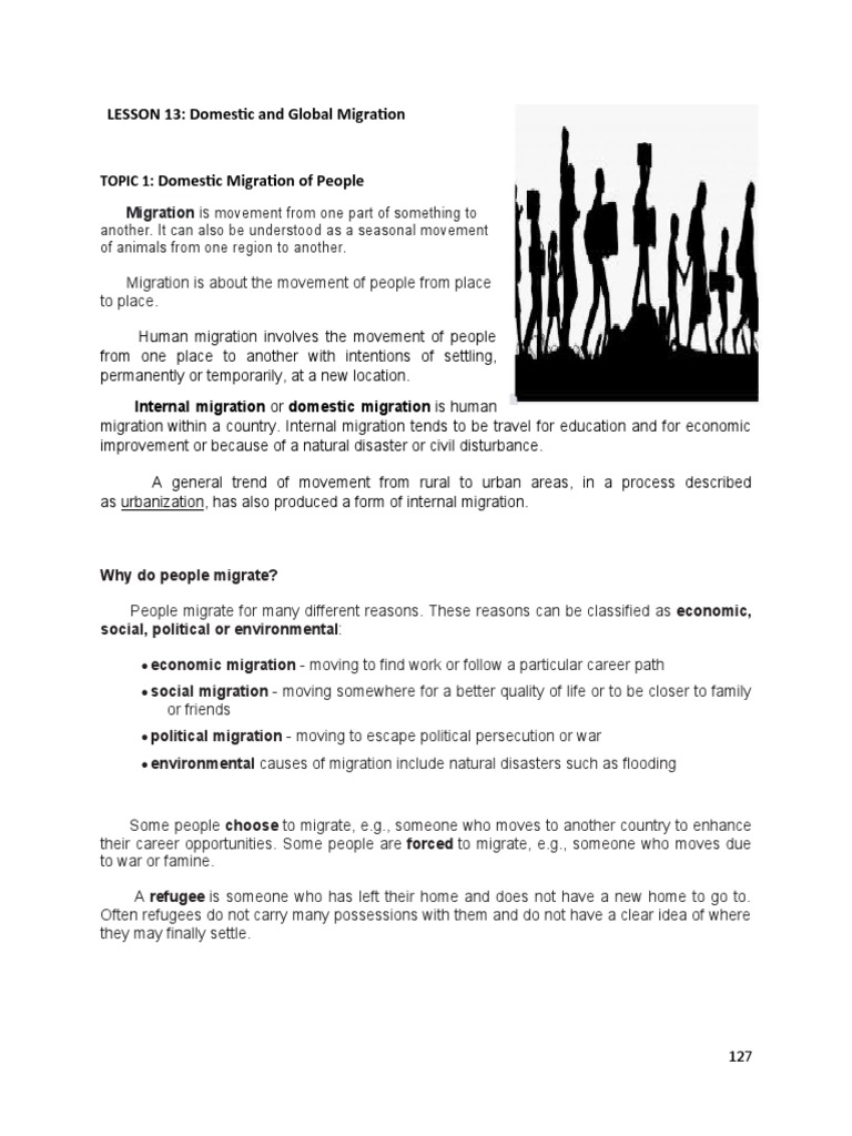 LESSON 13 Global Migration | PDF | Human Migration | Migrant Worker