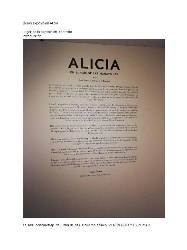 Guion Exposición Alicia | PDF
